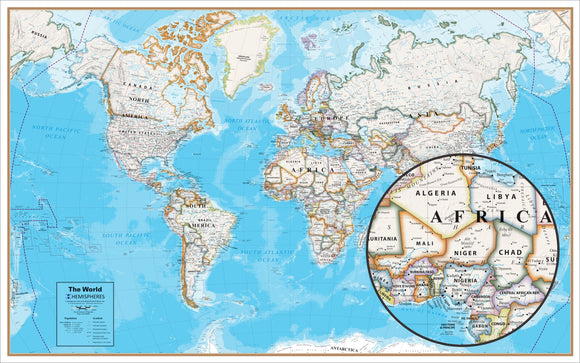 Contemporary World Laminated Wall Map – Waypoint Geographic